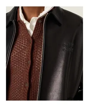 Miu Miu Plongé Leather Zip-up Jacket