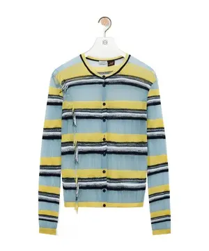Loewe Cardigan In Viscose And Cotton Blend - Blue