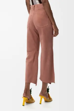 Loewe Suede Trousers With Side Slits - Brown