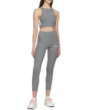 Palm Angels Logo Printed Ribbed Knit Sport Bra
