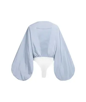 Alaïa Taffeta Bodysuit With Balloon Sleeves - Blue