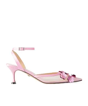 MACHMACH Satin-trimmed Mesh Pumps