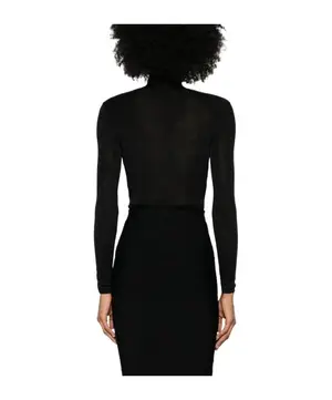 SELF-PORTRAIT Knitted Bodysuit With Cutout And Ruffle Detail