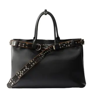 Prada Buckled Studded Leather Bag