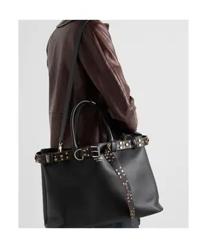 Prada Buckled Studded Leather Bag