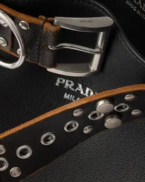 Prada Buckled Studded Leather Bag