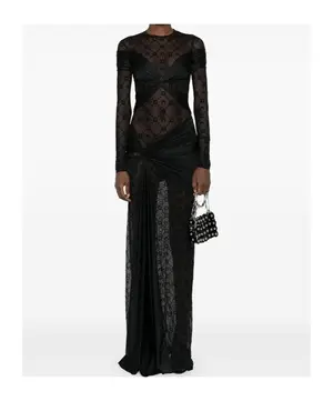 MARINE SERRE Draped Sheer Maxi Dress