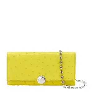 Loewe Ostrich Pebble Wallet On Chain - Lemon