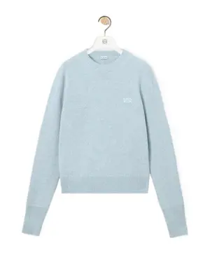Loewe Wool Crew Neck Sweater With Embroidered Double Logo
