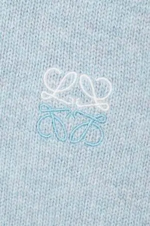 Loewe Wool Crew Neck Sweater With Embroidered Double Logo