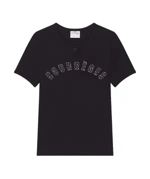 COURREGES Medusa Logo Print T-shirt - Black