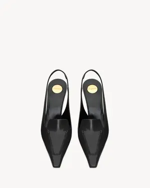 Saint Laurent Voltaire Slingback Pumps In Glazed Leather