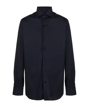 BARBA NAPOLI Classic-collar Poplin Shirt - Black
