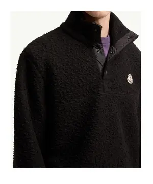 Moncler Logo Patch Stand Collar Knit Sweatshirt - Black