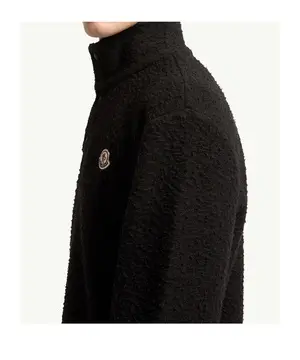 Moncler Logo Patch Stand Collar Knit Sweatshirt - Black