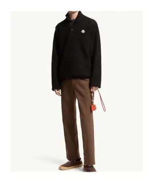 Moncler Logo Patch Stand Collar Knit Sweatshirt - Black