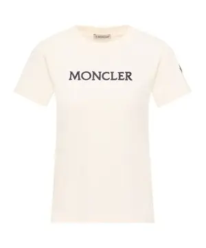 Moncler Embroidered Tonal Logo Cotton T-shirt - White
