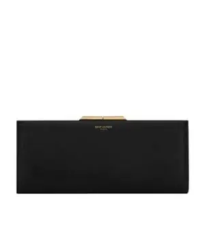 Saint Laurent Midnight Small Clutch In Smooth Leather - Black
