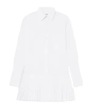 Celine Technical Cotton Poplin Shirt Dress With Triumph Embroidery - White