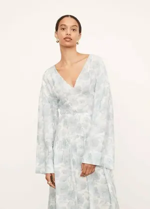Vince Dahlia Floral Printed V-neck Dress