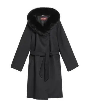 Max Mara Hooded Wool Coat - Black