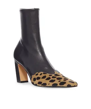Khaite Nevada Leopard Printed Ankle Boots - Black