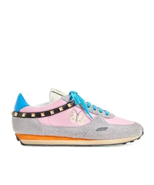 Valentino Garavani Studded Butterfly Embroidered Sneakers - Multi-color