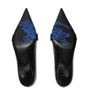 Burberry Leather Cotswolds Low Pumps With Check-engraved Buckle