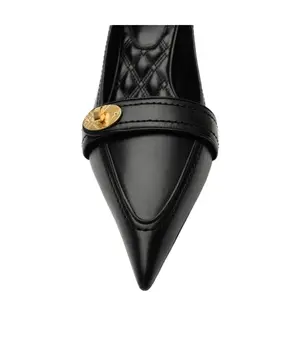 Burberry Leather Cotswolds Low Pumps With Check-engraved Buckle