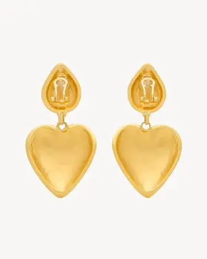 Saint Laurent Heart Drop Earrings In Enamel