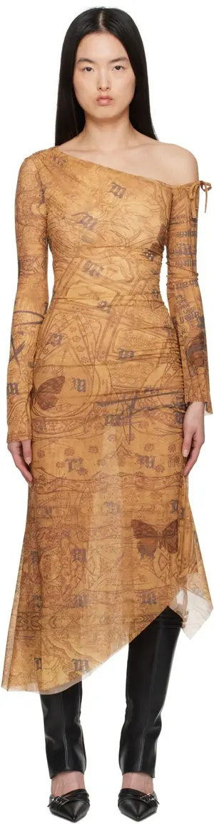 MISBHV Graphic Printed Asymmetrical Midi Dress