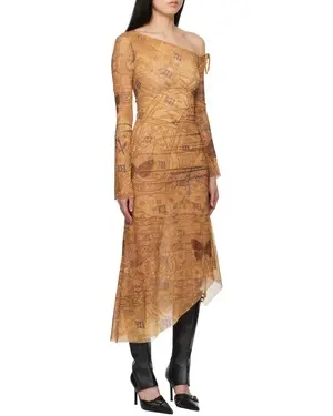 MISBHV Graphic Printed Asymmetrical Midi Dress