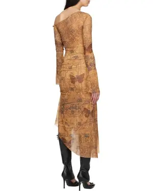 MISBHV Graphic Printed Asymmetrical Midi Dress