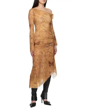 MISBHV Graphic Printed Asymmetrical Midi Dress