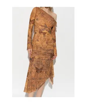 MISBHV Graphic Printed Asymmetrical Midi Dress