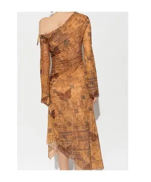 MISBHV Graphic Printed Asymmetrical Midi Dress