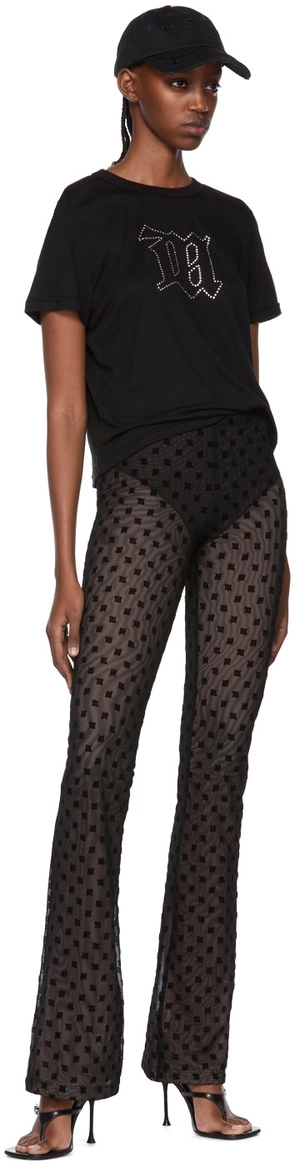MISBHV Sheer Flocked Logo Mesh Trousers