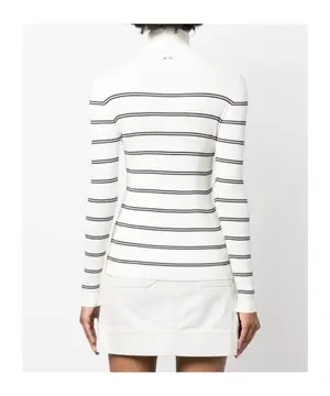 Liu Jo Striped Roll-neck Ribbed-knit Jumper With Jewelled Buttons