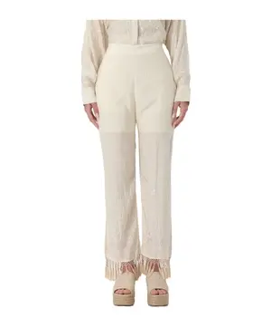 SEMICOUTURE Embroidered Trousers With Fringe Detail