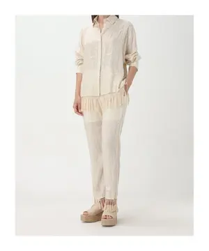 SEMICOUTURE Embroidered Trousers With Fringe Detail