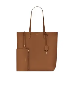 Saint Laurent Shopping Bag N/s In Supple Leather - Brick Red