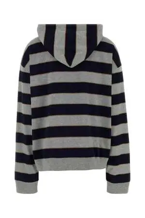 Miu Miu Striped Jersey Zip-up Hoodie - Blue/grey