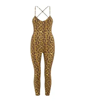 MARINE SERRE Printed Jersey Fine Straps Catsuit - Brown