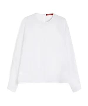 Max Mara Ramie Gauze Blouse With Metal Ball Buttons - White