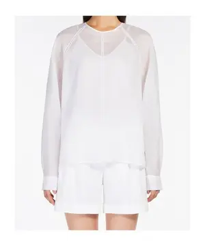 Max Mara Ramie Gauze Blouse With Metal Ball Buttons - White