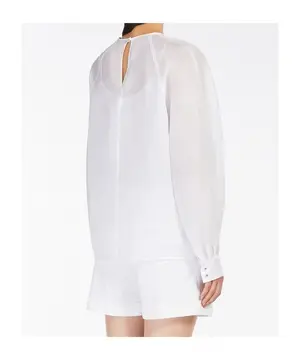 Max Mara Ramie Gauze Blouse With Metal Ball Buttons - White