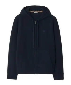 Burberry Ekd Embroidered Zip-up Hoodie - Navy