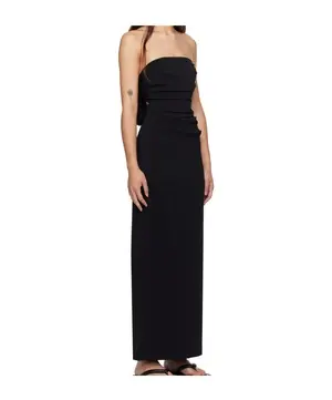 ST. AGNI Ruched Strapless Maxi Dress