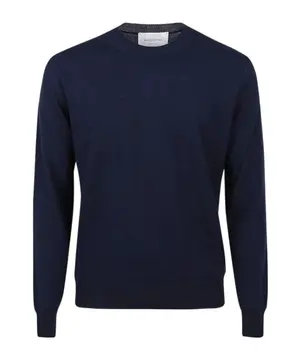 BALLANTYNE Crew-neck Fine-knit Jumper - Navy