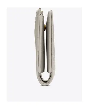 Saint Laurent Monogram Card Case In Grain De Poudre Embossed Leather - Nude